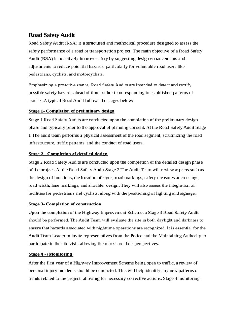 Road Safety Audit -Jashan | PDF | Road Traffic Safety | Road