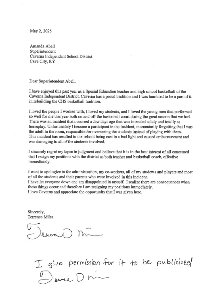 Terrence Miles Resignation | PDF