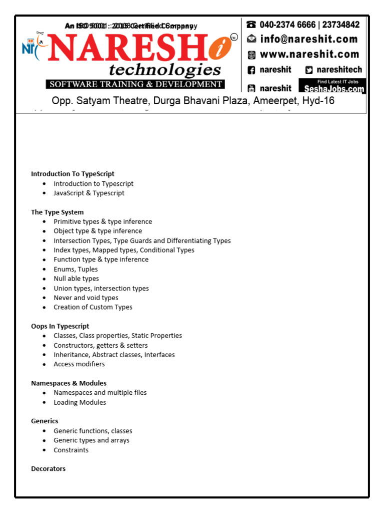 Angular Syllabus | PDF | Class (Computer Programming) | Computer Science