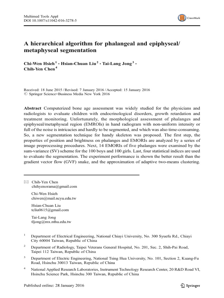A Hierarchical Algorithm For Phalangeal and Epiphyseal Metaphyseal ...