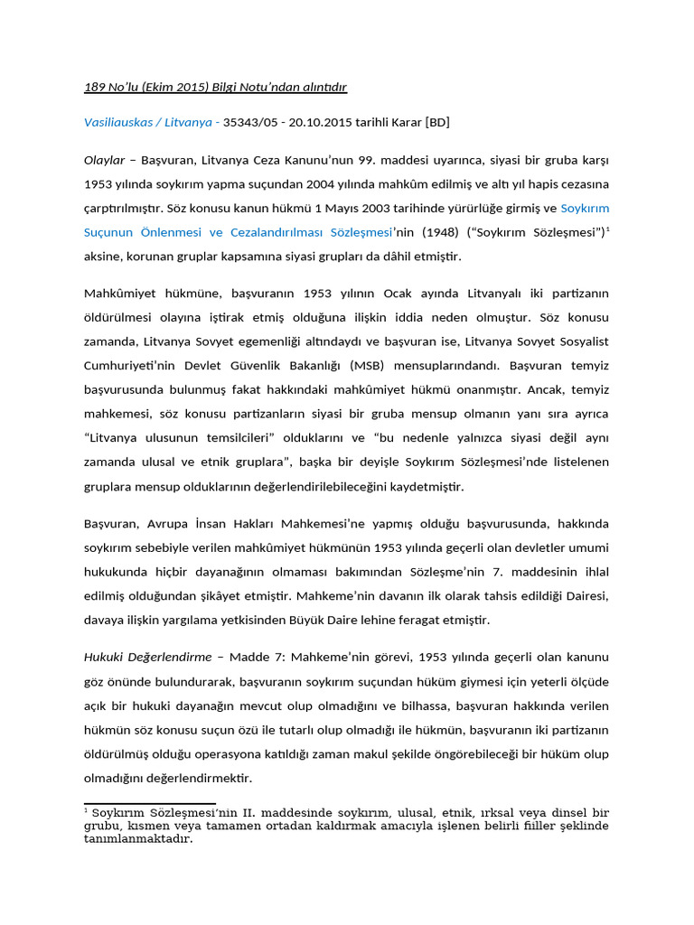 CASE of VASILIAUSKAS v. LITHUANIA - (Turkish Translation) Legal Summary ...