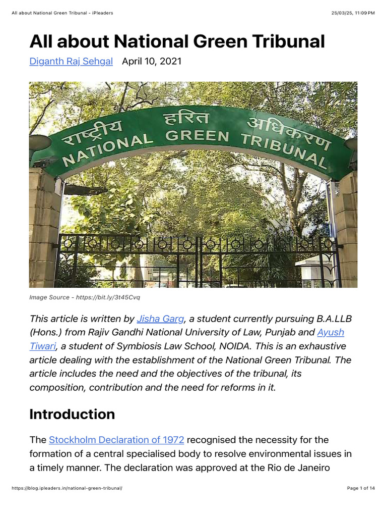 Overview of the National Green Tribunal | PDF | Environmental ...