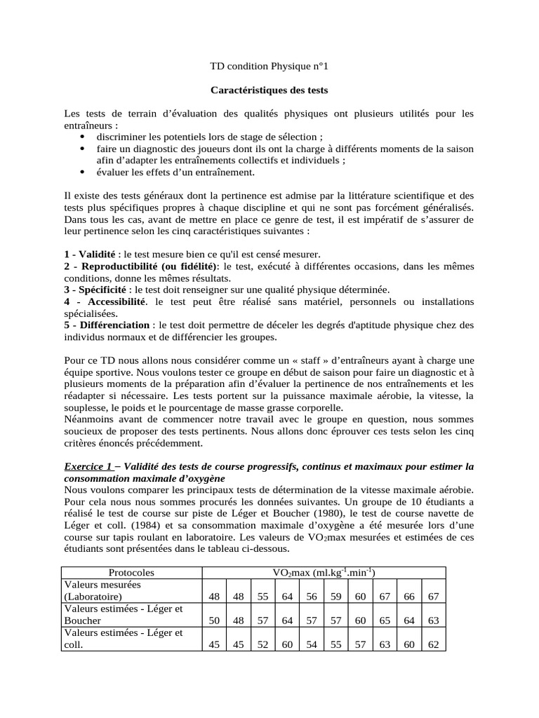 Évaluation des tests Eurofit en sport | PDF | Exercice physique | Forme ...