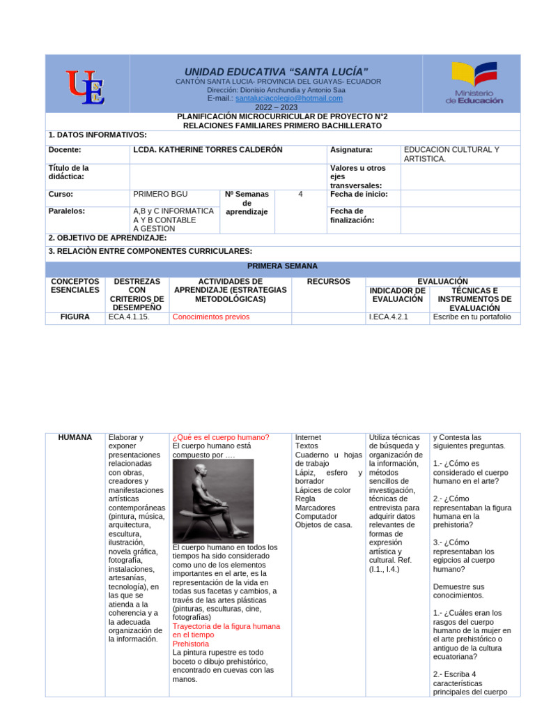 Planificacion Proyecto Eca 1ero Bgu | PDF | Patrimonio cultural | Nación