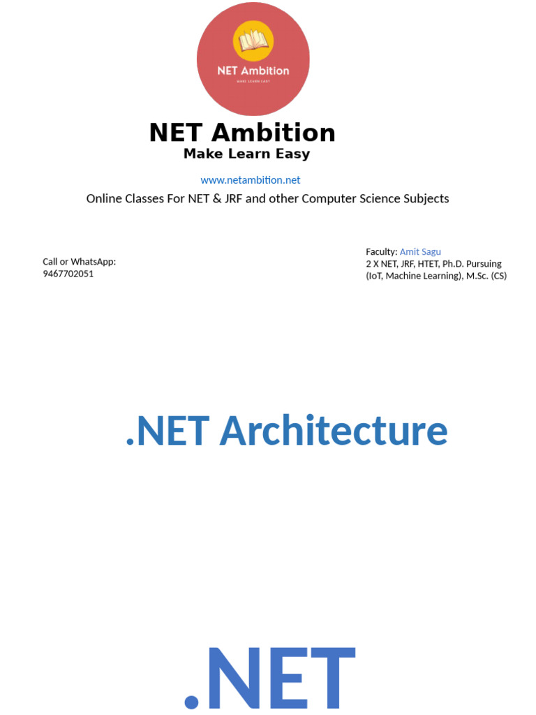 Net Architecture NET Ambition Amit Sagu | PDF | Software | Software Development