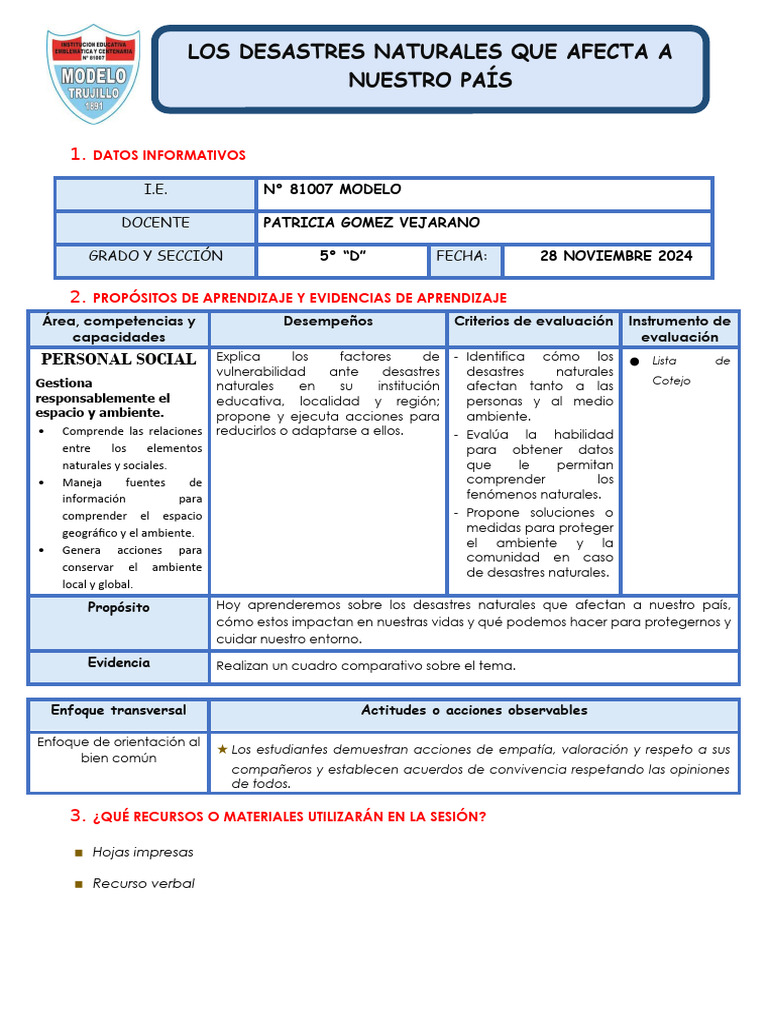 Sesion Personal - Desastres Naturales Que Afectan Al Pais | PDF ...