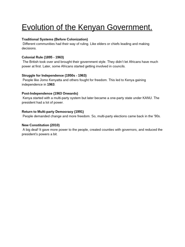 Evolution of the Kenyan Government. | PDF