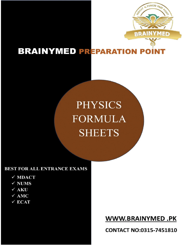 Formula Sheet Dawn of Modern Phy (Brainymed) . | PDF