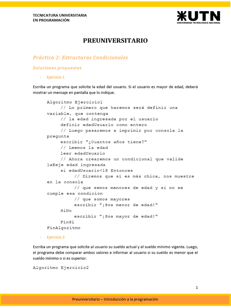 Soluciones - TP 2 Condicionales - UTN FRM | PDF | Programación de computadoras | Ciencias de la ...
