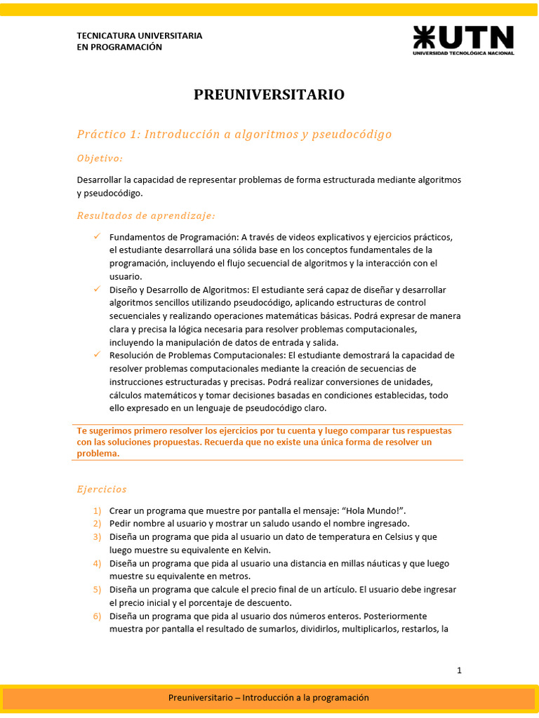 TP 1 Secuenciales | PDF | Algoritmos | Programa de computadora