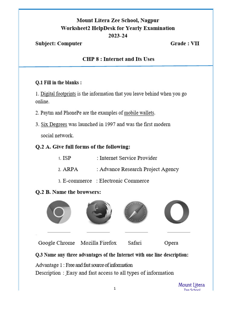 Grade7 Computer WS2HD Chp8 | PDF