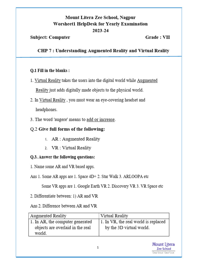 Grade7 Computer WS1HD Chp7 | PDF