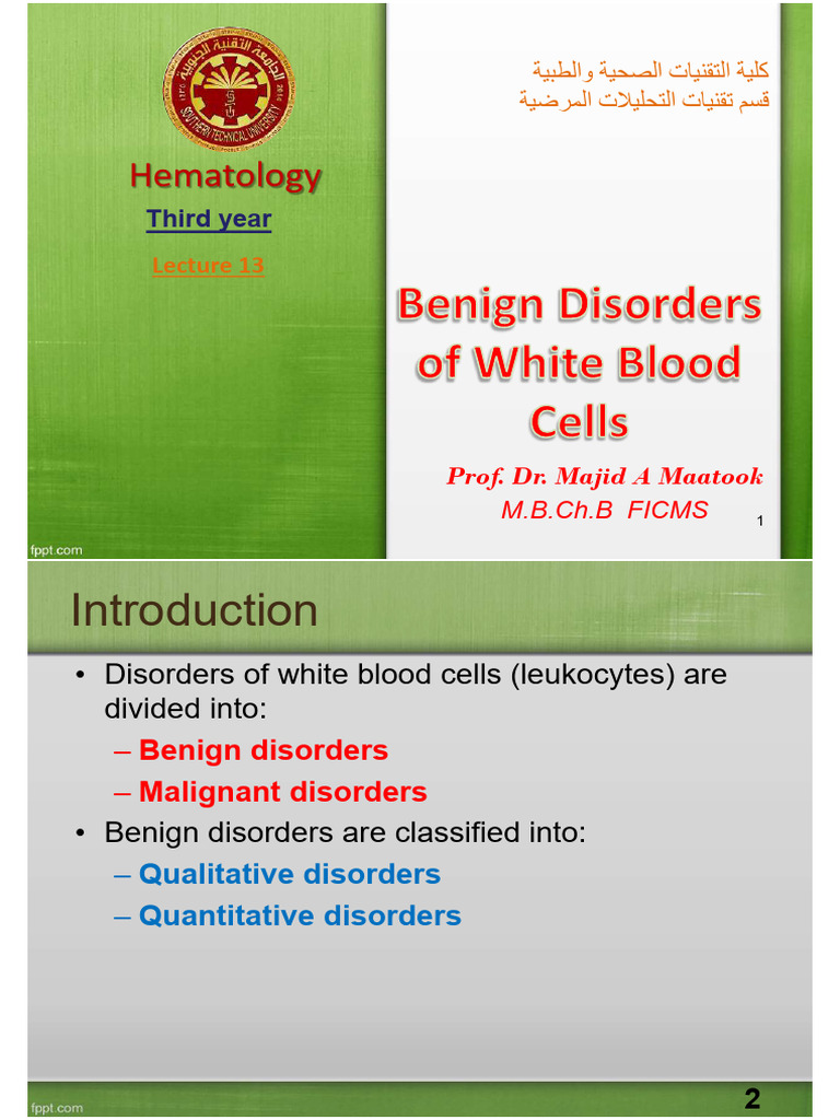13 Benign Disorders of WBCs | PDF | White Blood Cell | Granulocyte
