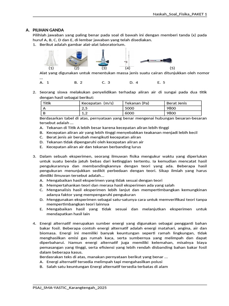 Soal Psaj Fisika Paket A | PDF