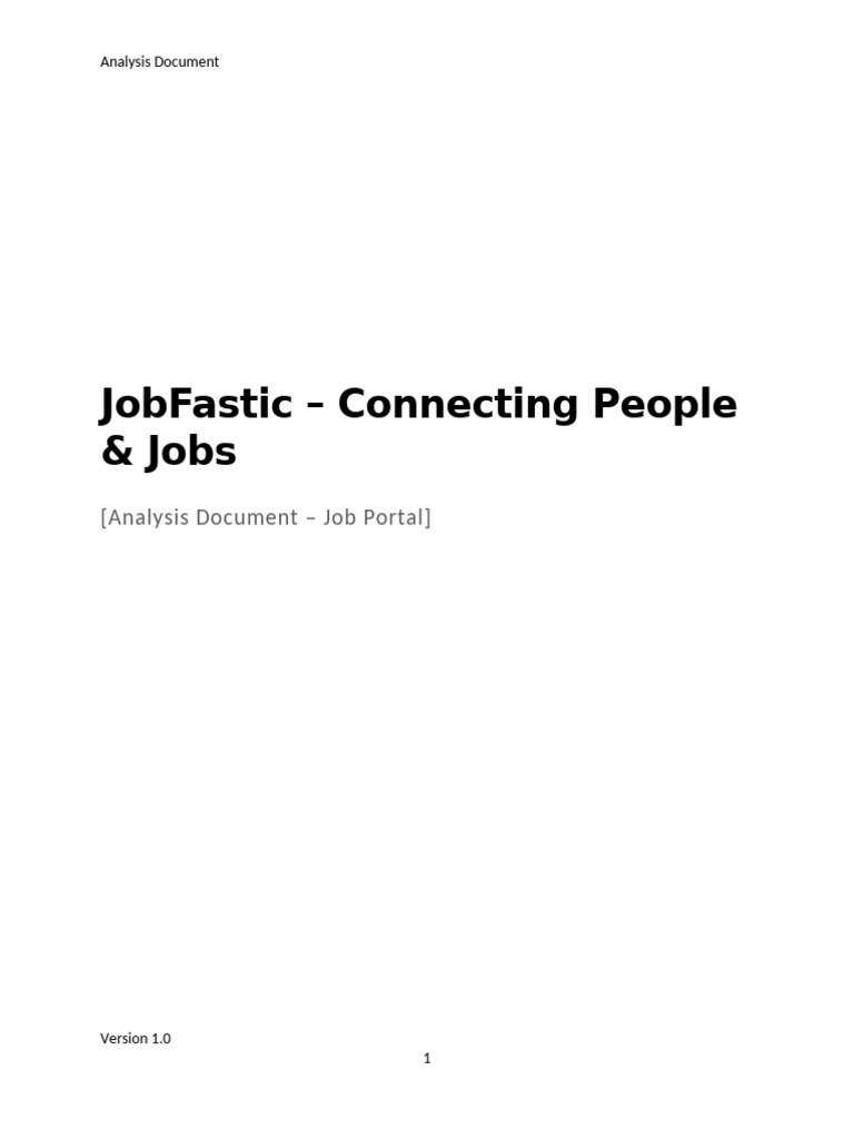 JobFastic - Analysis Document - Job Portal V1.1 | PDF | Recruitment ...