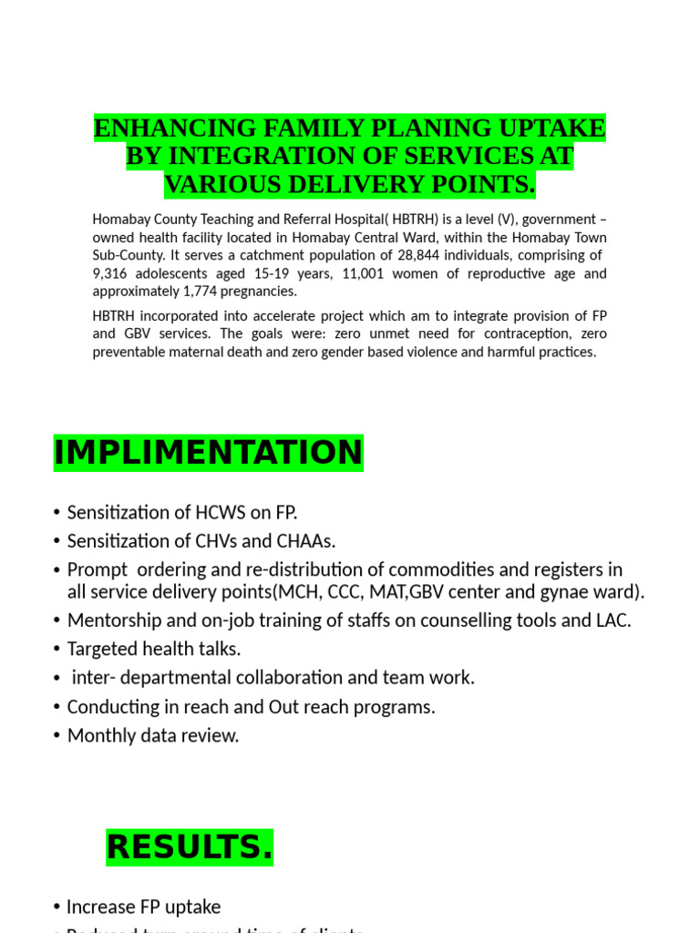 Enhancing Family Planning Services in Homabay | PDF