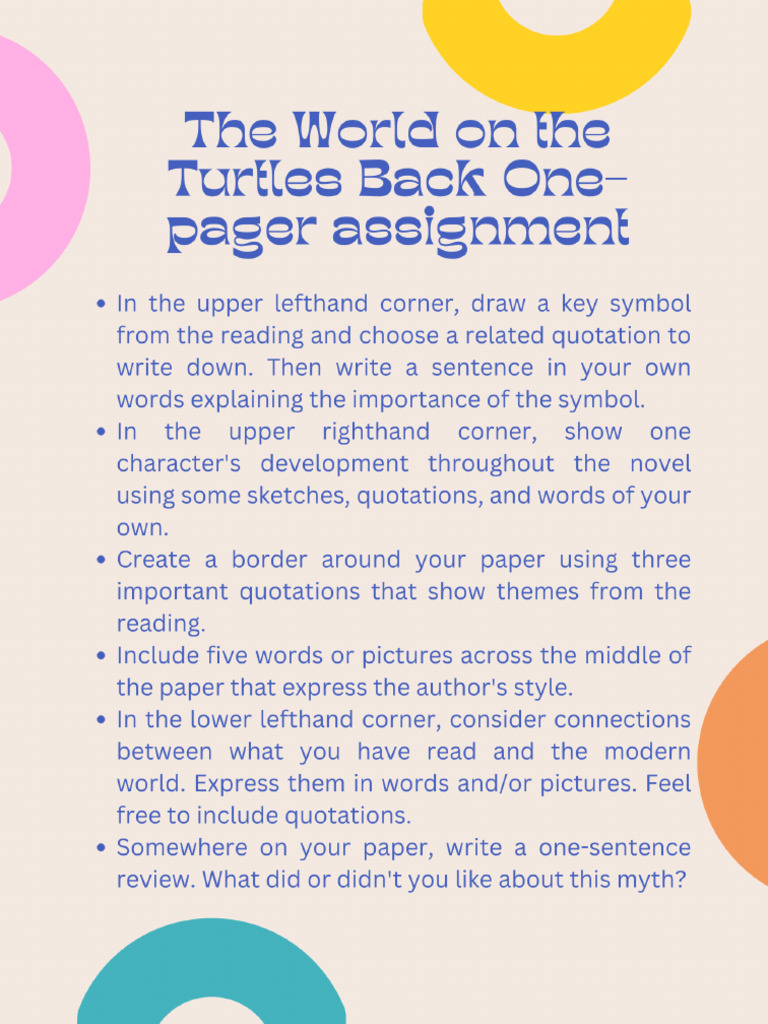 The World On The Turtles Back One - Pager Assignment - PNG | PDF