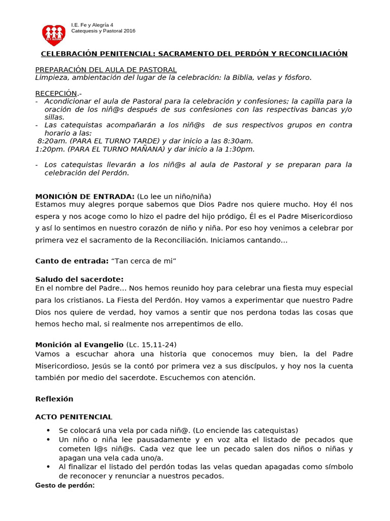 Celebración del Perdón en Catequesis | PDF | Oración | Perdón