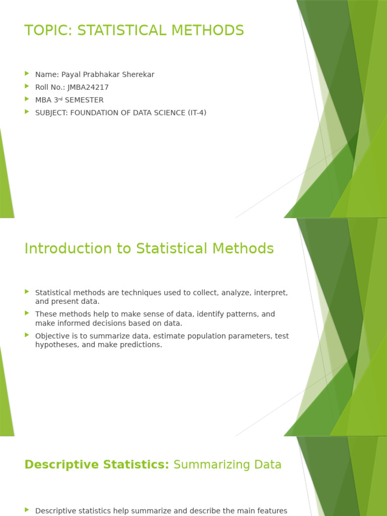 Foundation of Data Science (It-4) Statistical Methods | PDF ...