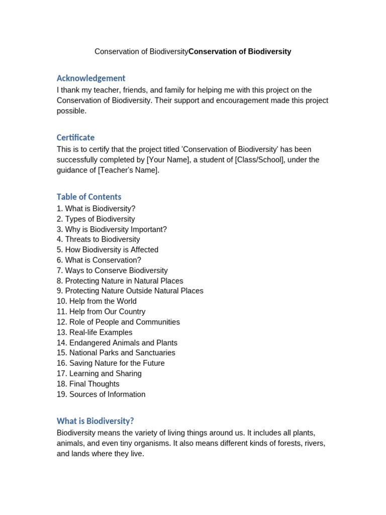 Understanding Biodiversity Conservation | PDF | Biodiversity ...