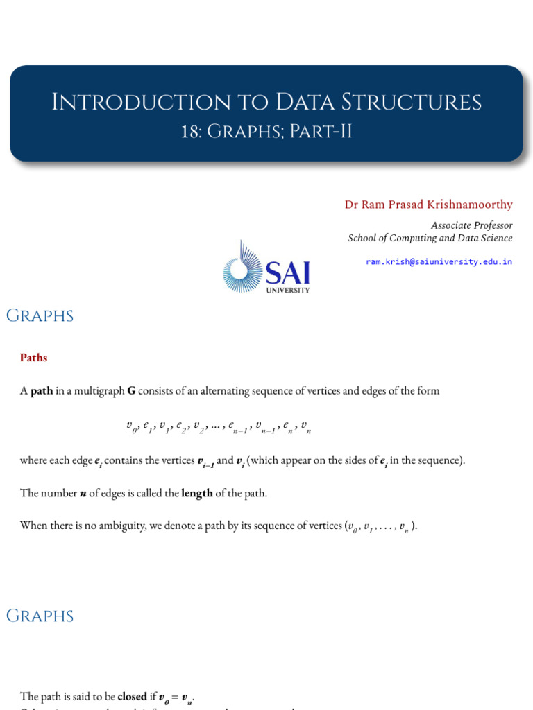 DS_18_Graphs_Part-II | PDF | Vertex (Graph Theory) | Theoretical Computer Science
