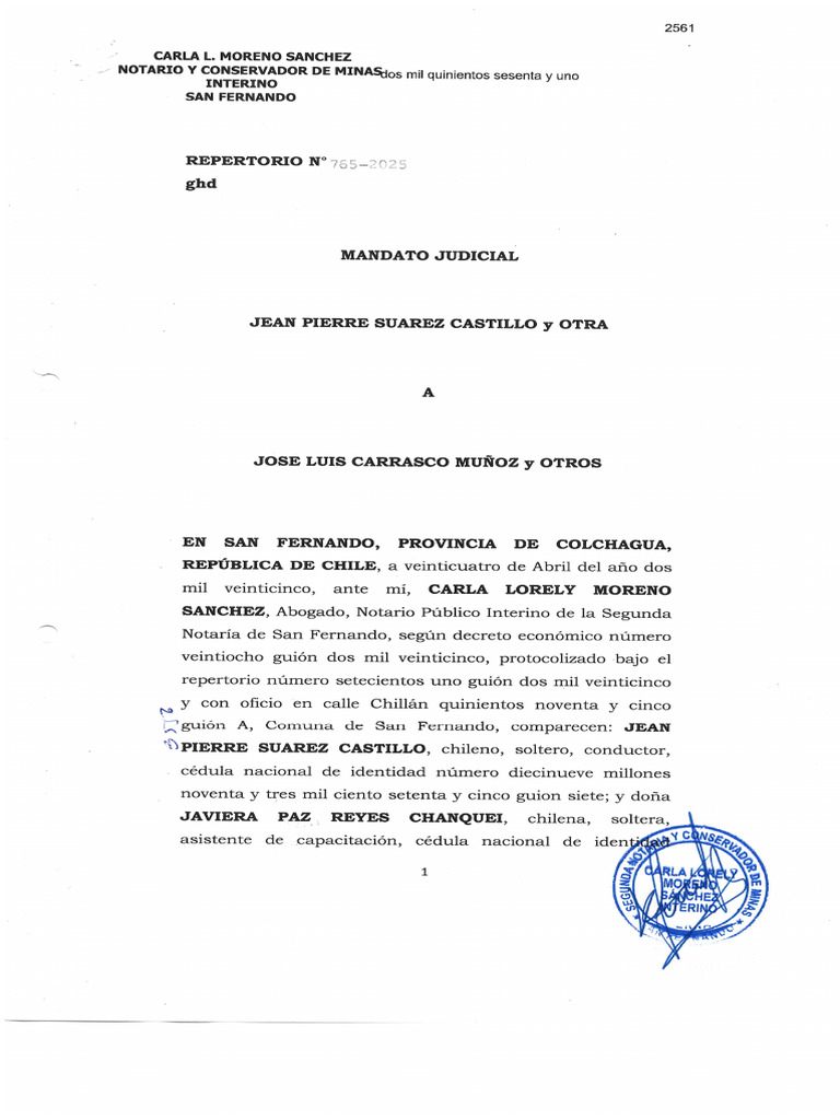 Rep 765 Jean Pierre Suarez Castillo y Otra | PDF