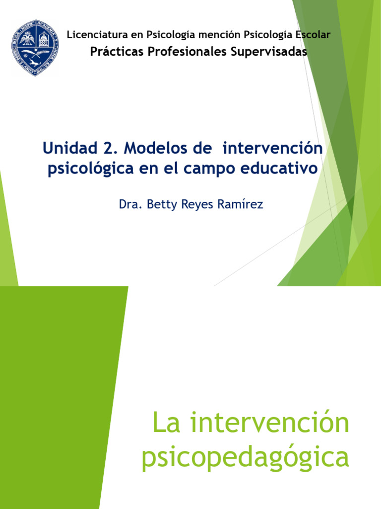 U2 - Principios y Fines de La Intervención Psi | PDF | Aprendizaje | Educación de la primera ...
