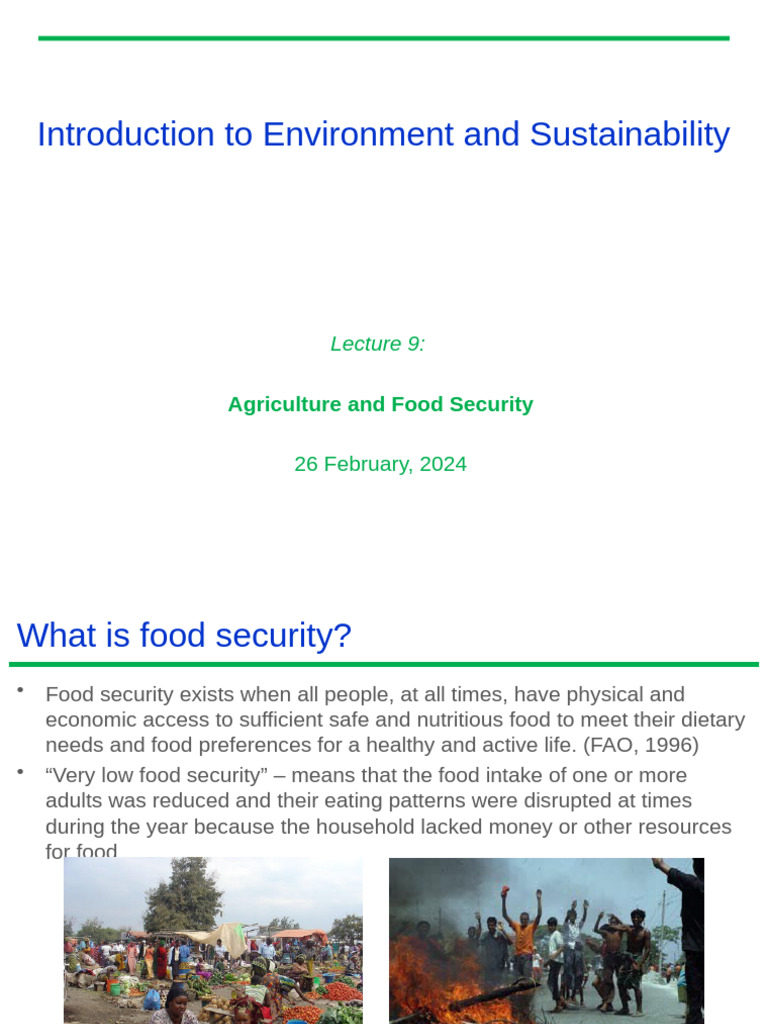 Agriculture's Role in Food Security | PDF | Food Security | Malnutrition