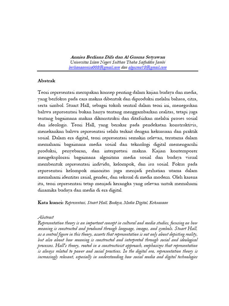 Representasi Dalam Media Dan Budaya | PDF