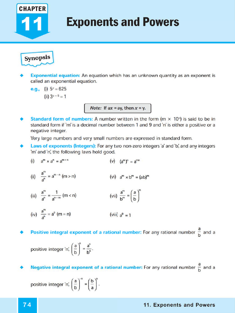 Exponents Class 8 Worksheet | PDF | Exponentiation | Equations