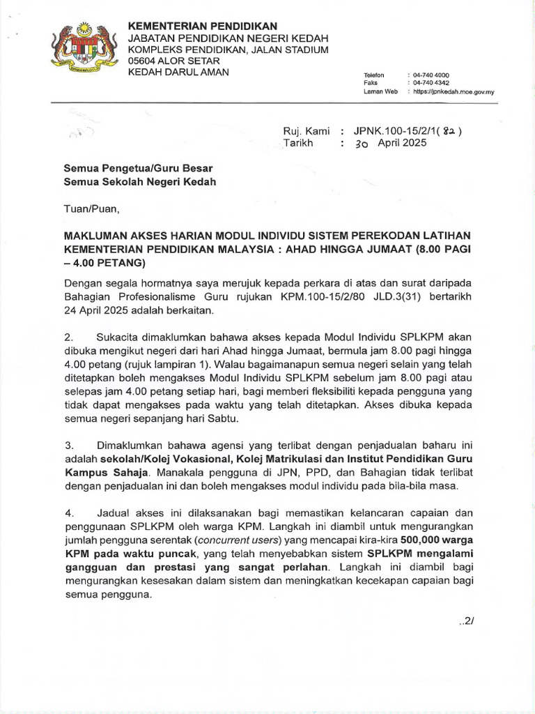 Makluman Akses Harian SPLKPM | PDF