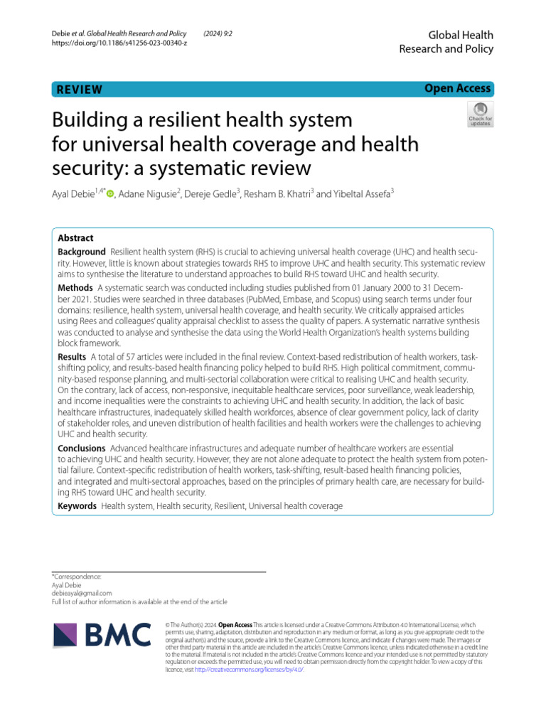 Building A Resilient Health System For Universal Health Coverage and ...