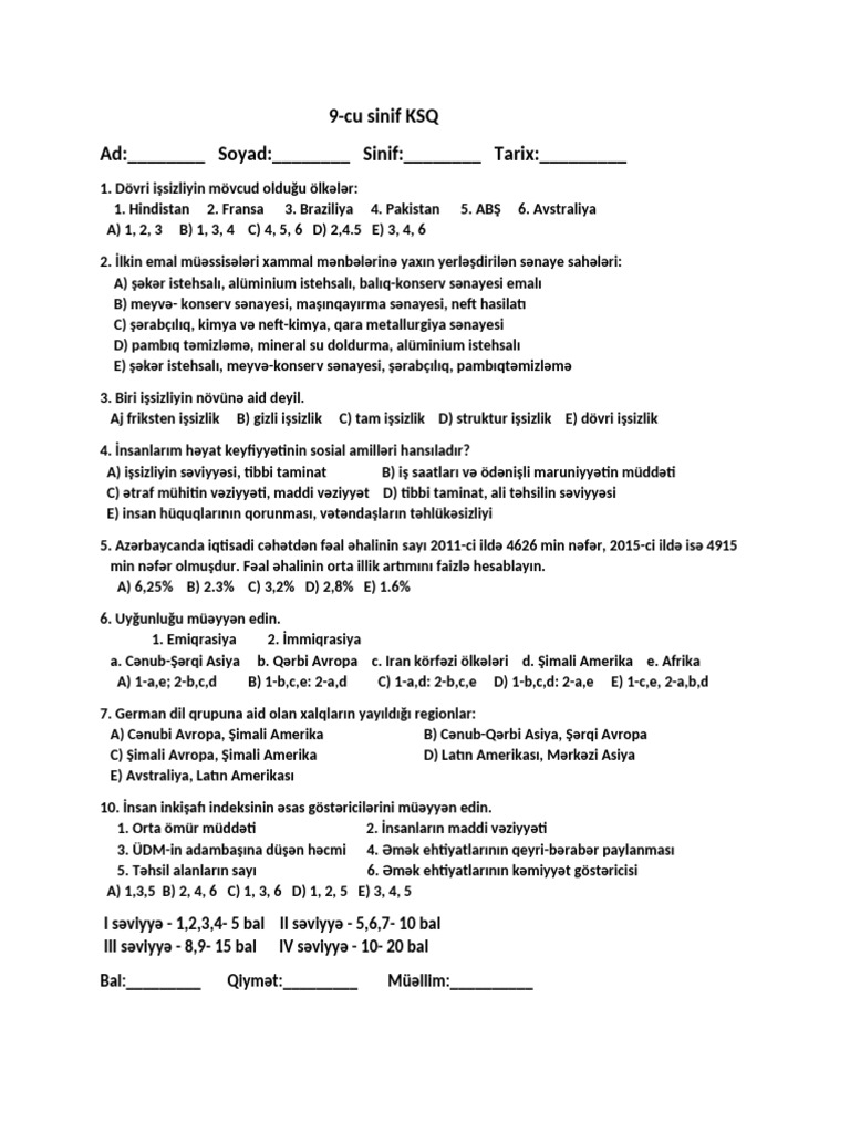 11 Ci Sinif KSQ | PDF