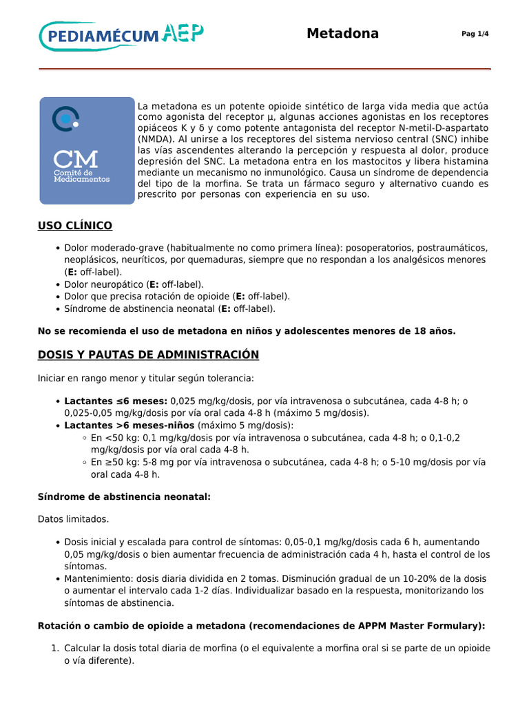 Metadona FT 2 | PDF | Opioide | Dolor