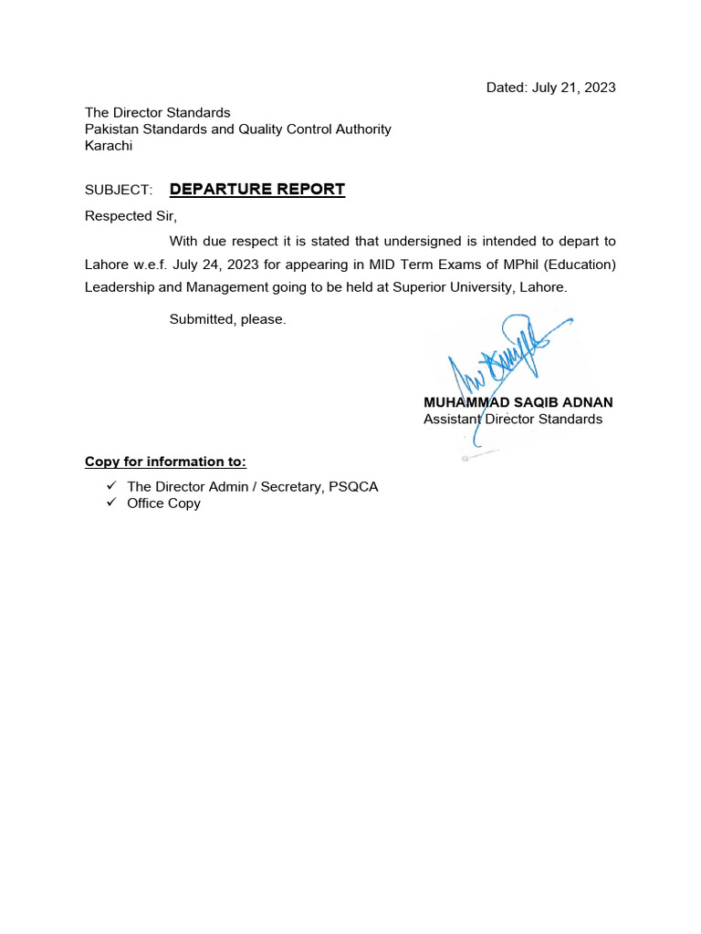 Departure Report July 24 2023-1 | PDF