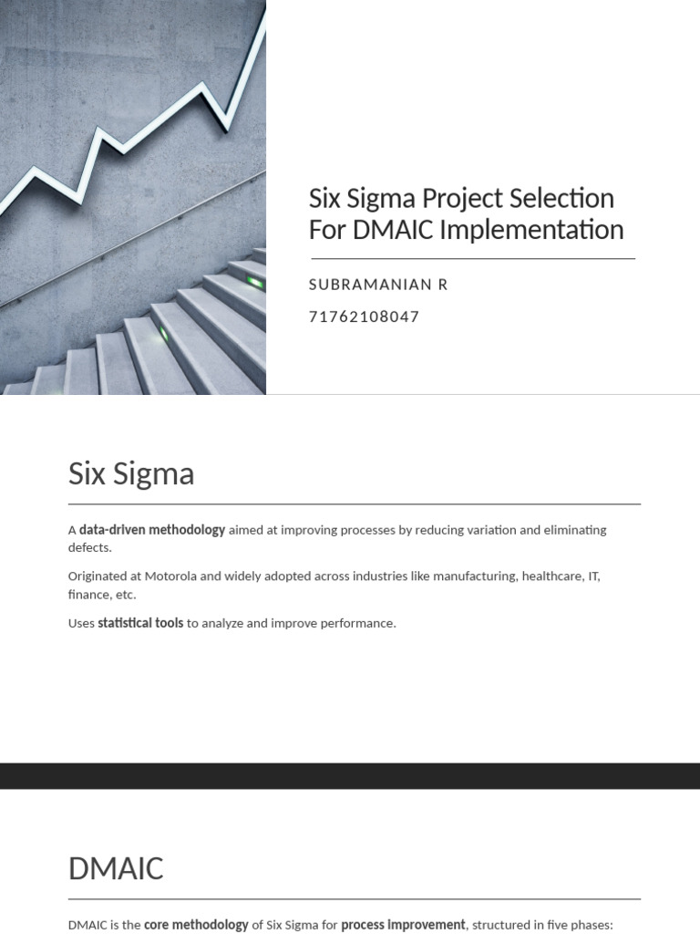 Six Sigma Project Selection For Dmaic Implementation Pdf Six Sigma Performance Indicator