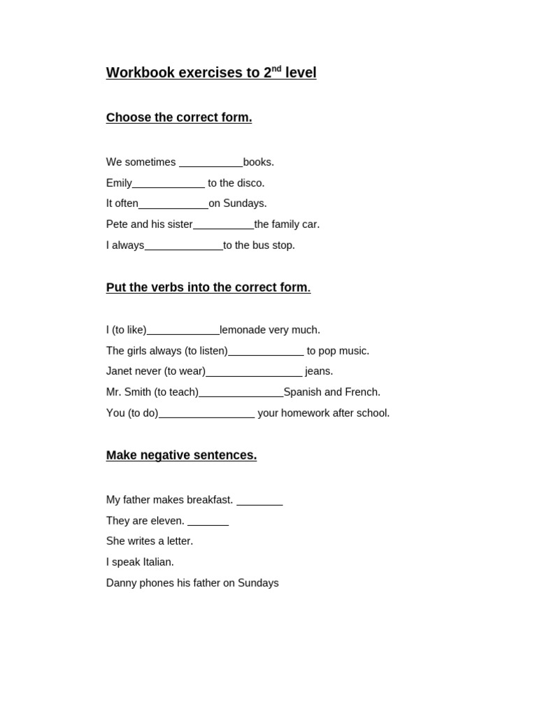 Workbook Exercises To 2nd Level | PDF