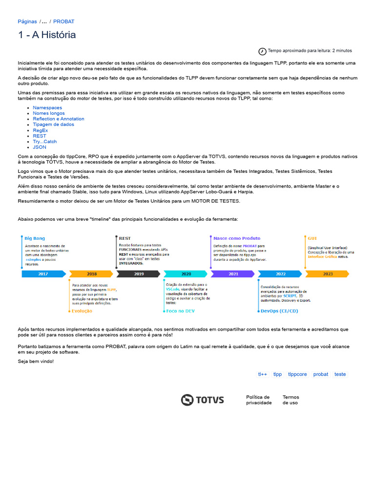 1 - A História - TOTVSTEC - TDN | PDF | Informática