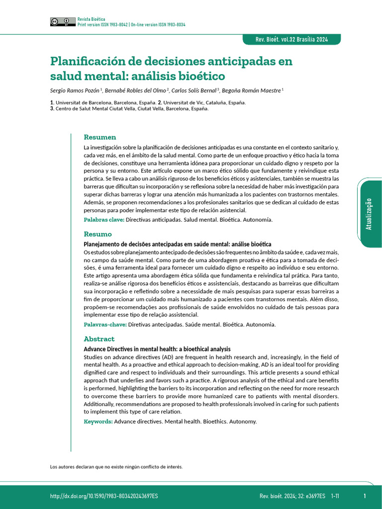 BIO 32.2 3697 PT Planificación+de+Decisiones+Anticipadas+en+Salud+Mental+Análisis+Bioético ...