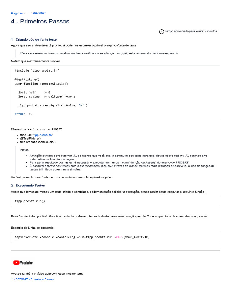 4 - Primeiros Passos - TOTVSTEC - TDN | PDF