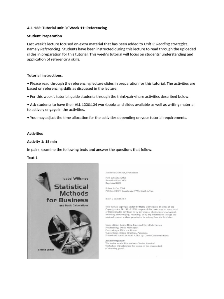 Referencing tutorial_Week 11 | PDF | Lecture