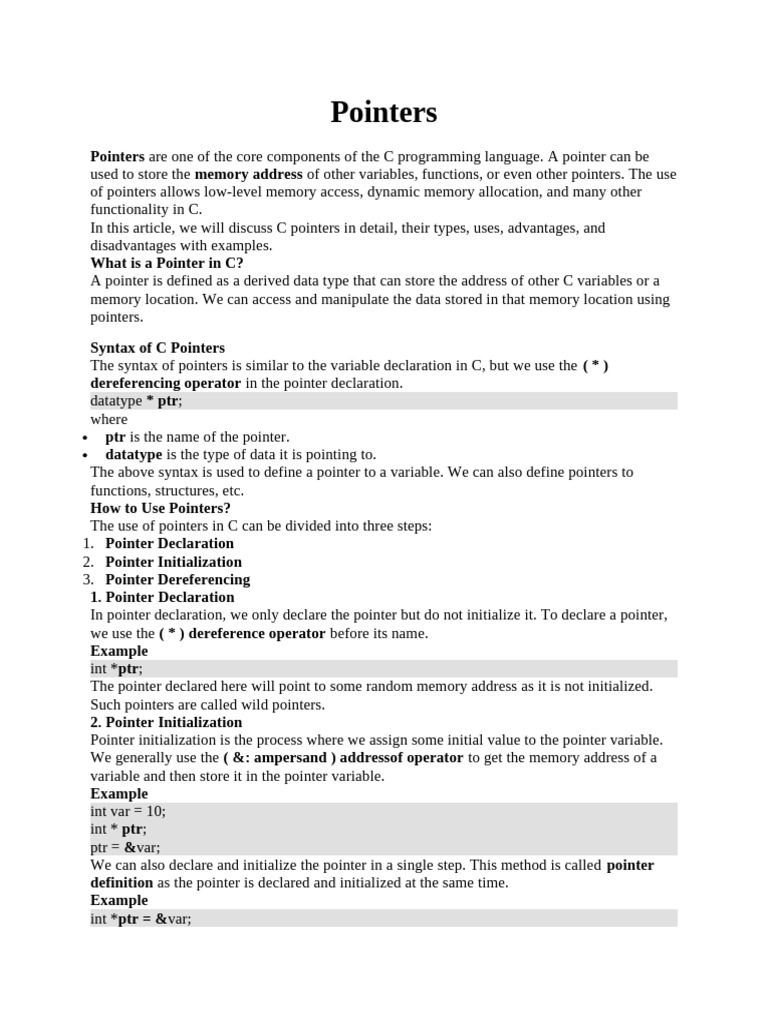 Understanding C Pointers and Their Types | PDF | Pointer (Computer ...
