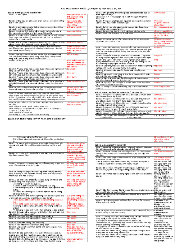 Trắc Nghiệm Sinh Ck2 | PDF