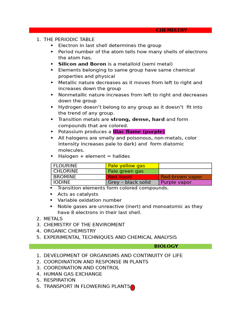 Chemistry 5070 Short Notes | PDF