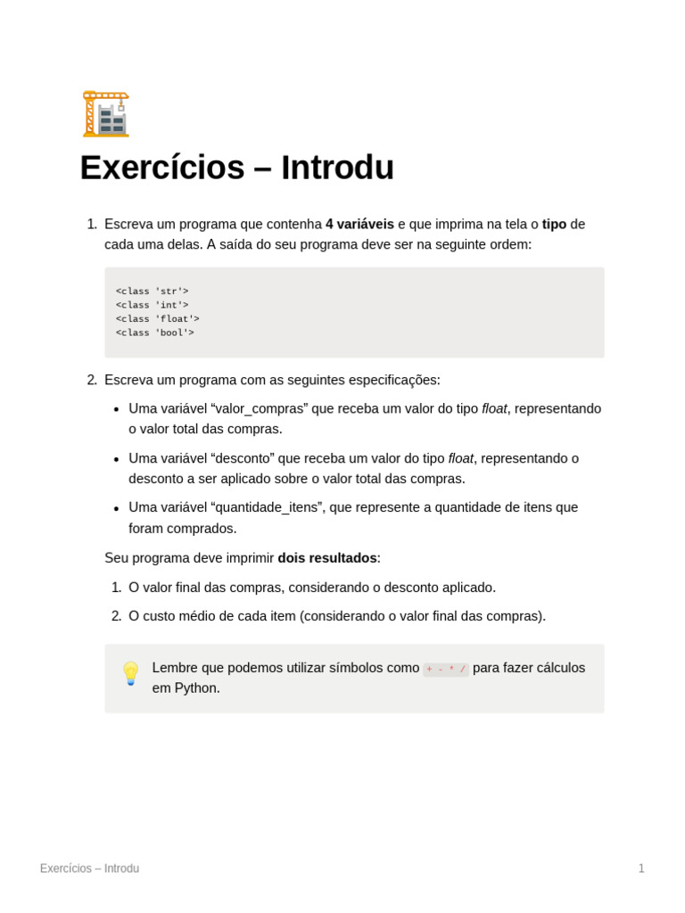 Exercicios__Introducao_ao_Python | PDF