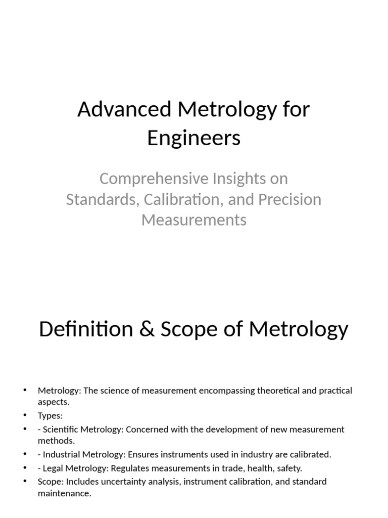 Advanced Metrology For Engineers | PDF | Metrology | Calibration