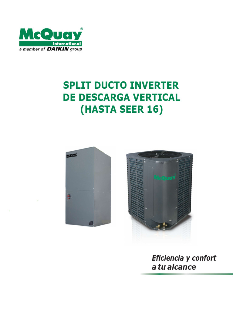 Ficha Técnica Split Ducto Inverter Mcquay - Alto Caudal | PDF ...