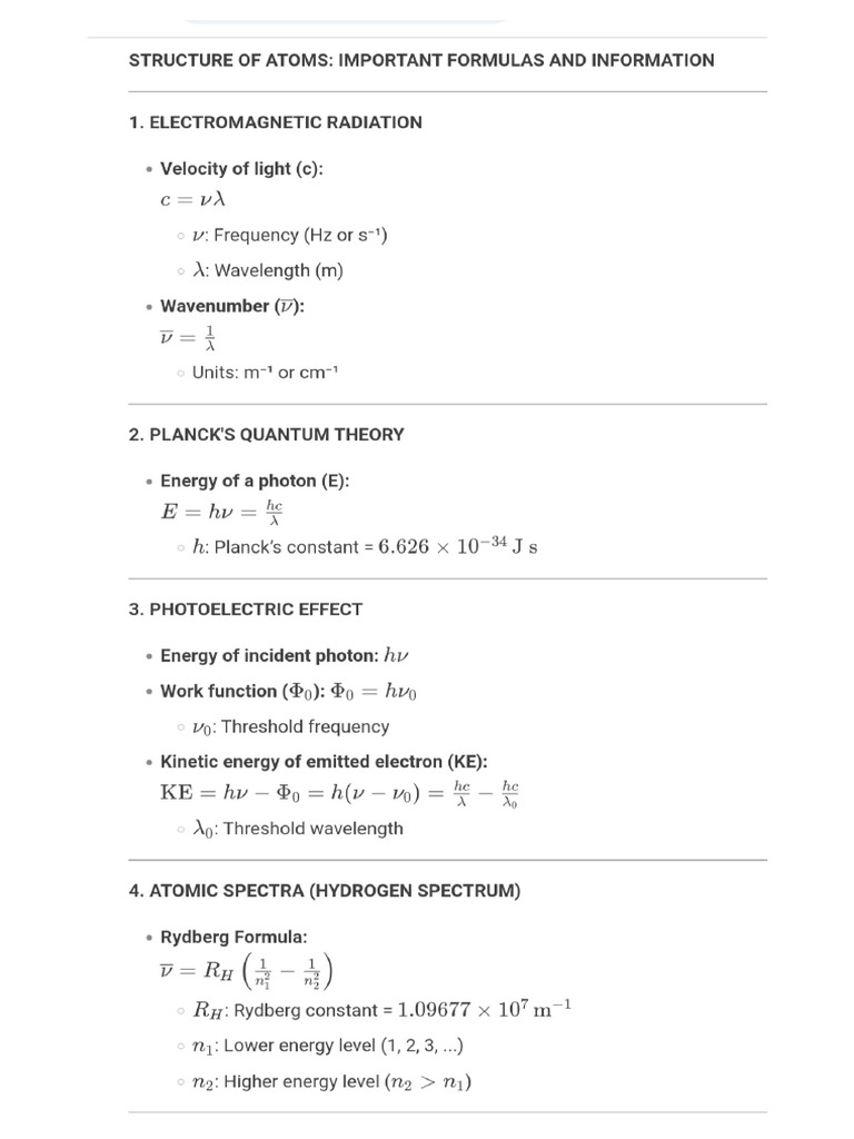 Structure of Atoms | PDF