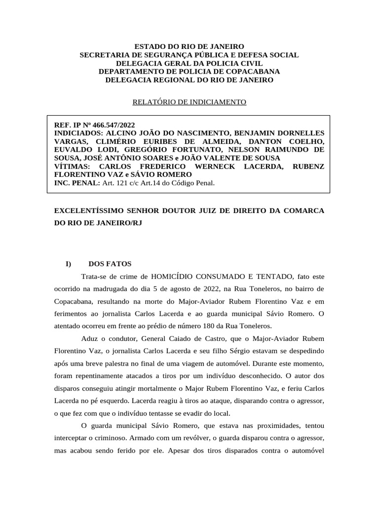 Relatório do Inquérito Policial | PDF | Crimes | Crime e Violência