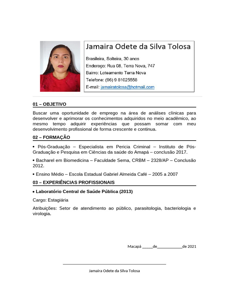 Curriculo Jamaira | PDF